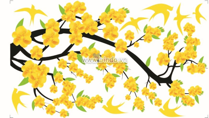 Decal dán tường Combo cùng bé vui xuân